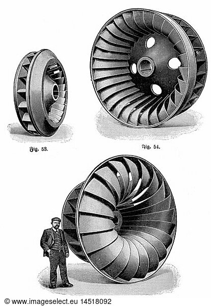 Energy Energy Water Turbines Different Turbine Rotors Wood Engraving Rights Managed
