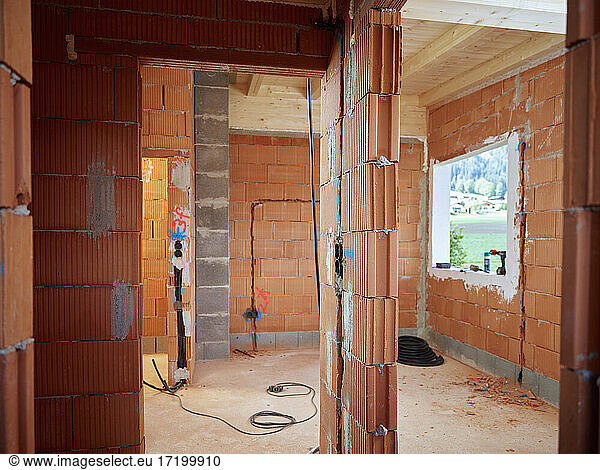 Interior Of Empty Incomplete Industry With Brick Walls Interior Of Empty Incomplete Industry 